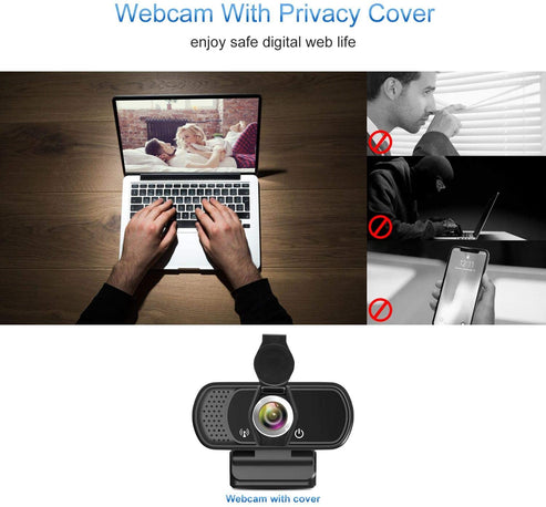 ZIQIAN 1080P Webcam, Live Streaming Web Camera with Stereo Microphone,